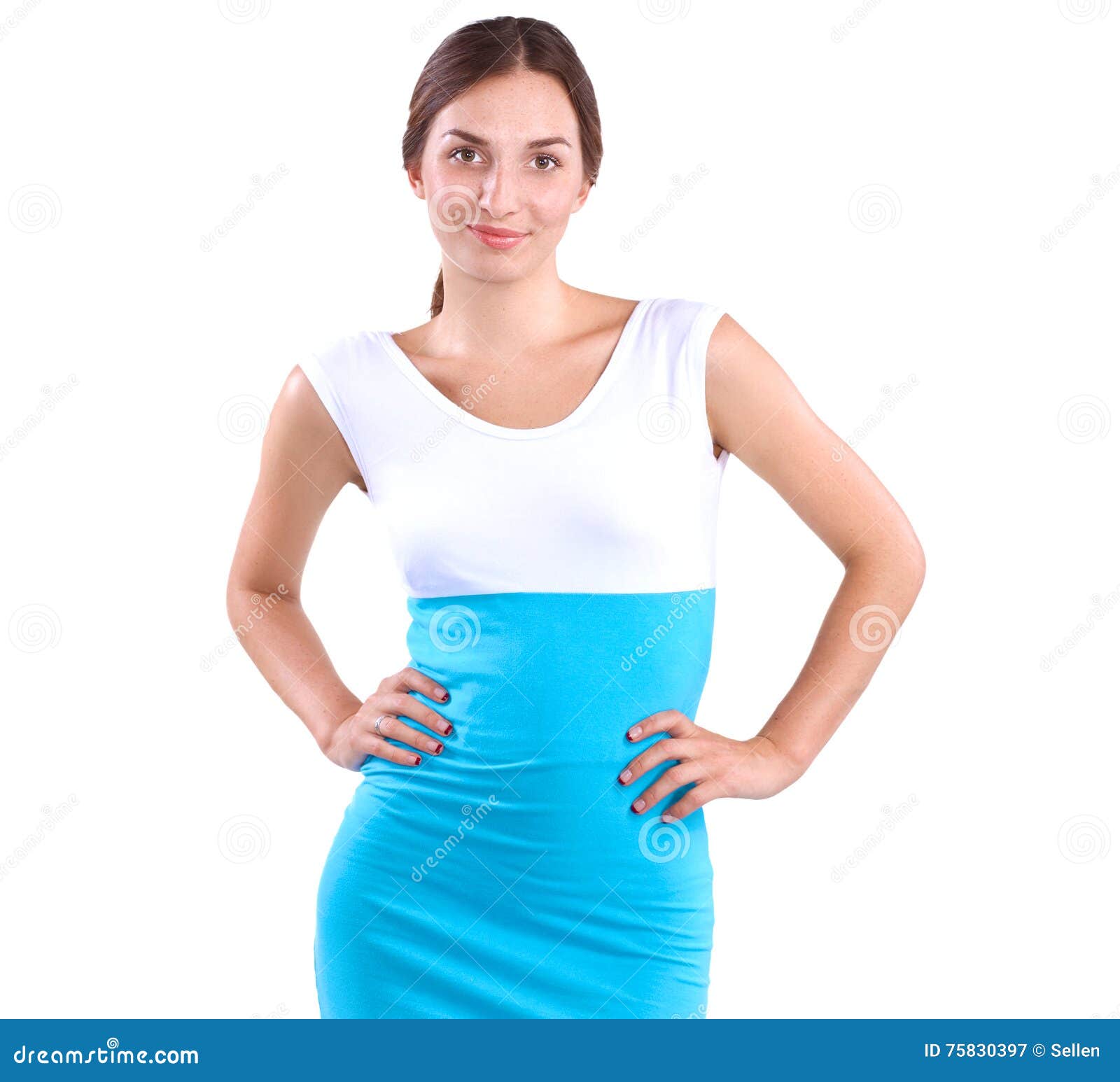 Young Woman Standing, Isolated on White Background Stock Image - Image ...
