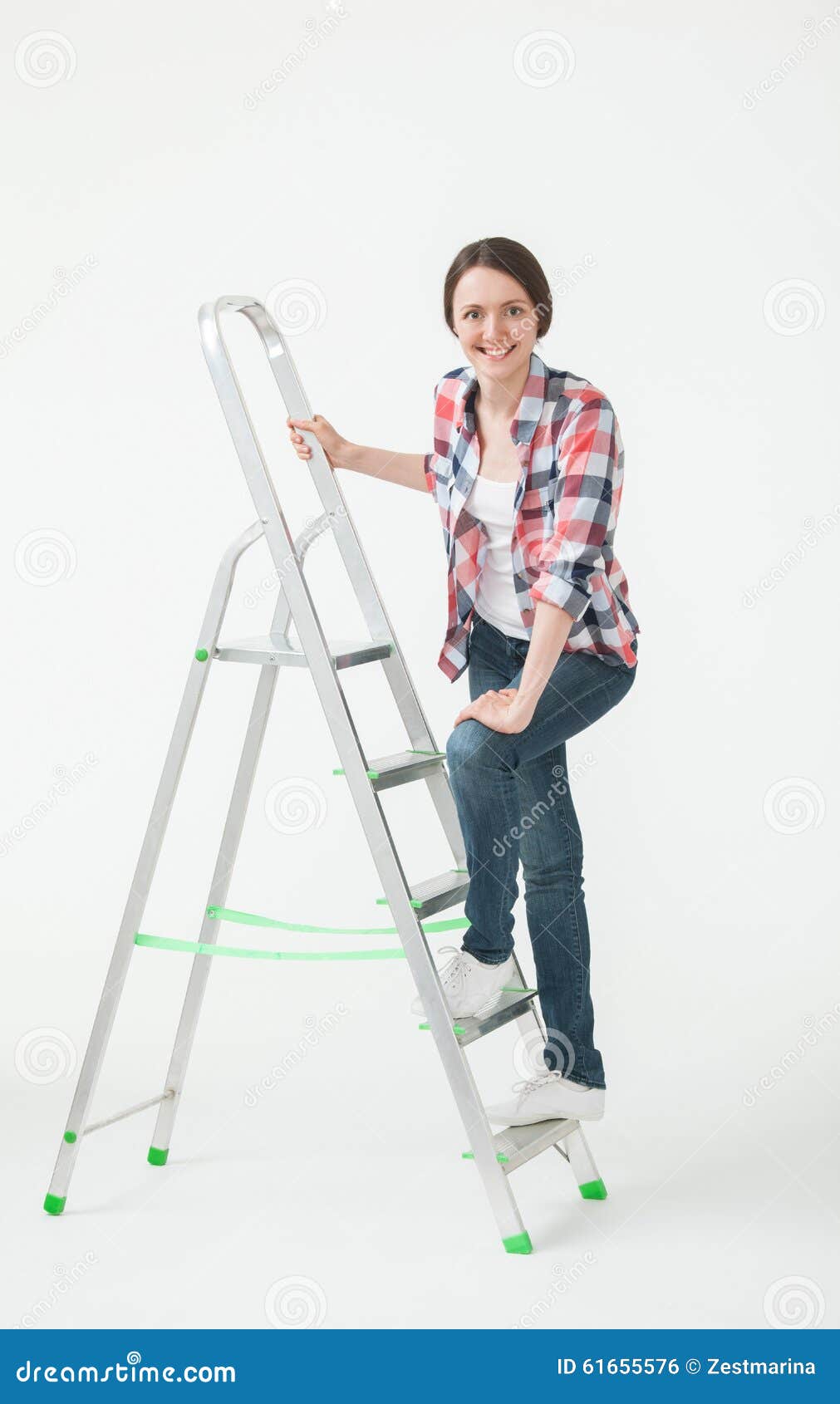 Young Woman Standing Near the Stepladder Stock Photo - Image of person ...