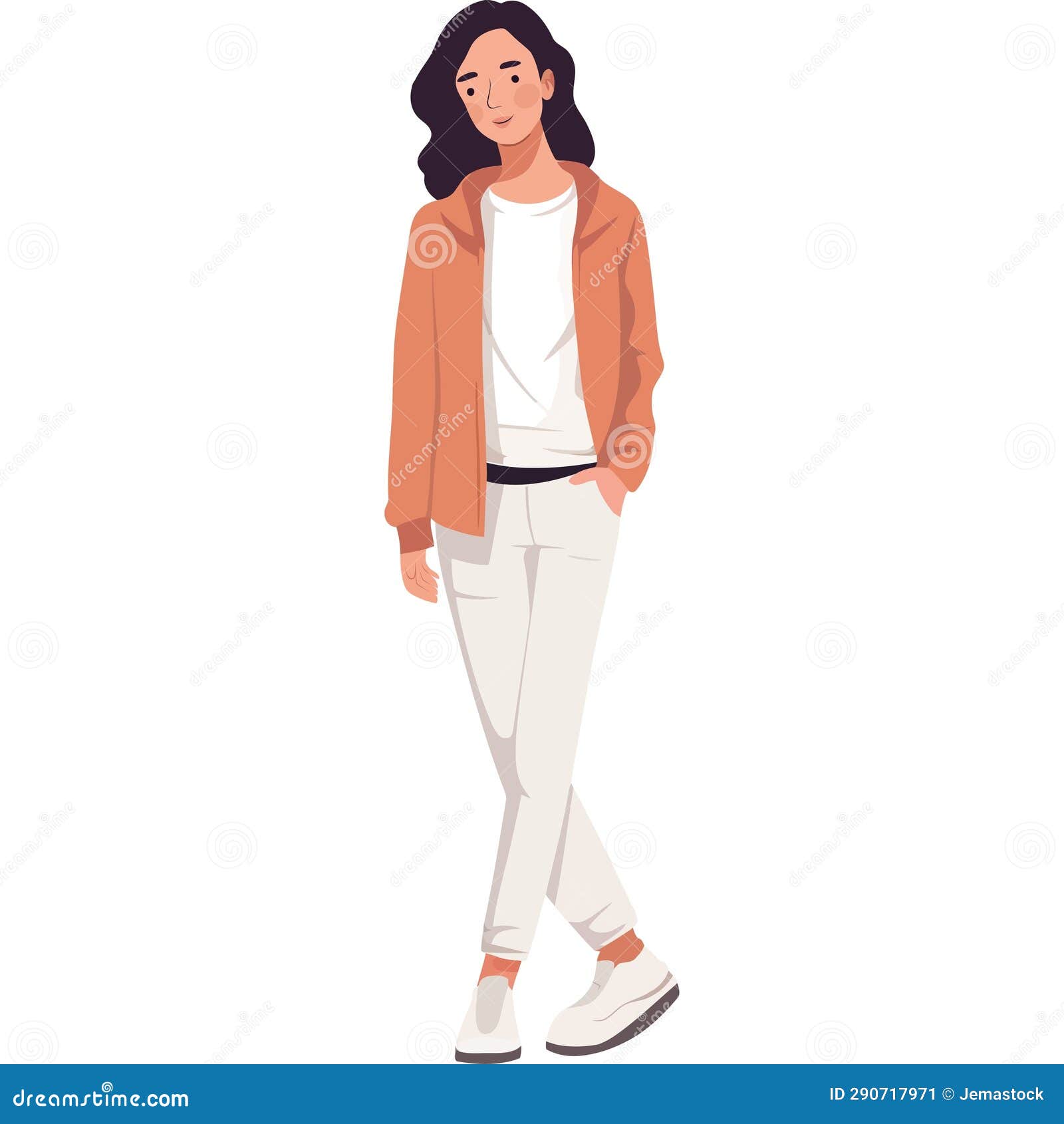 Young Woman Standing Posing Character Stock Illustration - Illustration ...