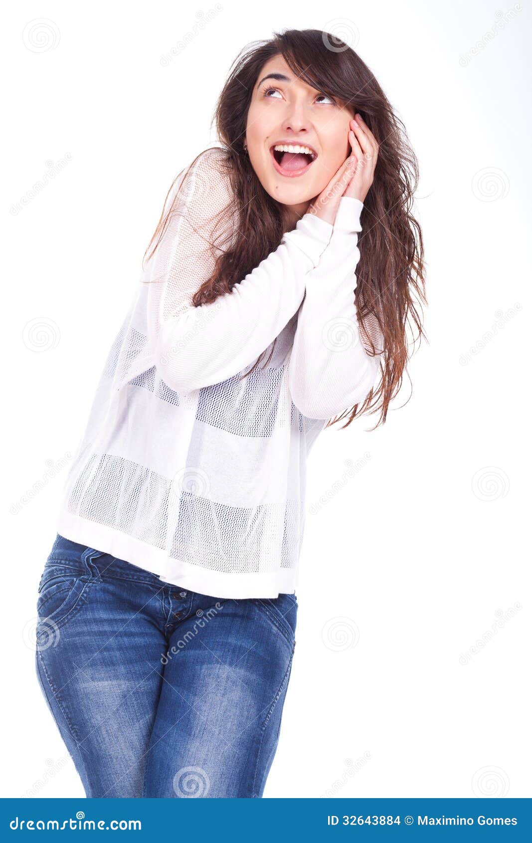 Young Woman Standing and Smiling Stock Photo - Image of natural ...