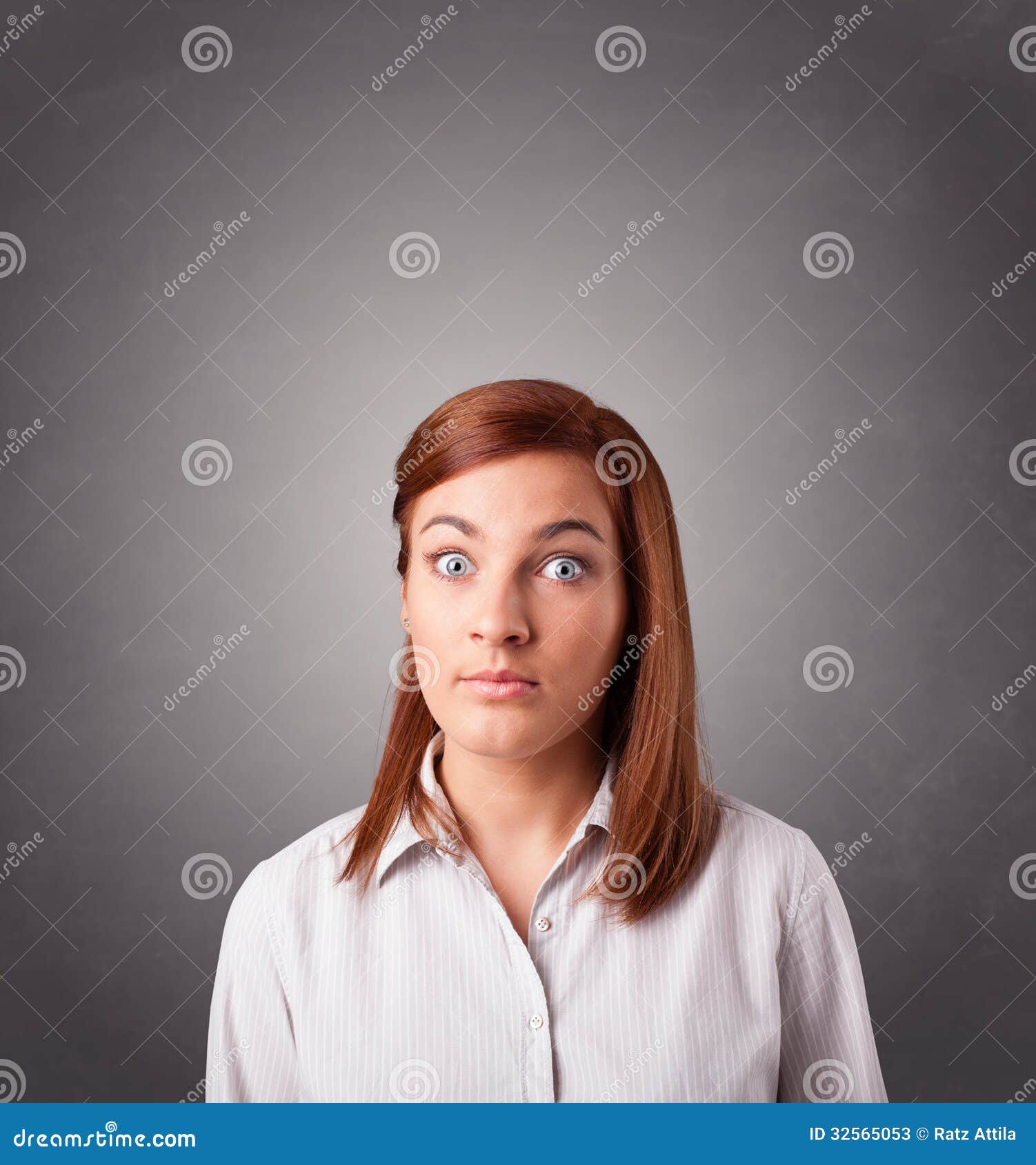 Young Woman Standing and Thinking with Copy Space Stock Image - Image ...