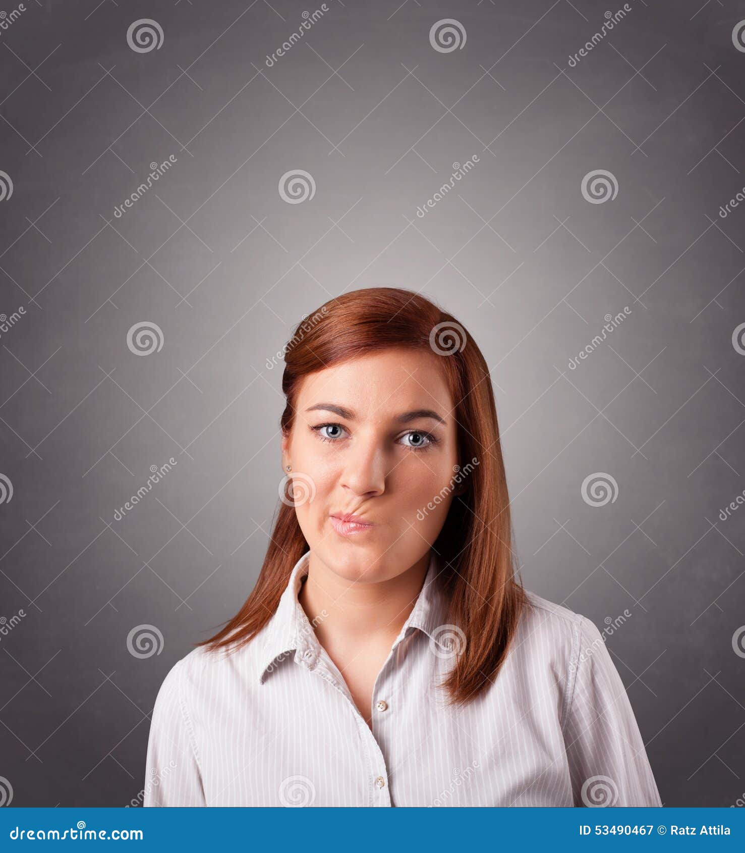 Young Woman Standing and Thinking with Copy Space Stock Image - Image ...