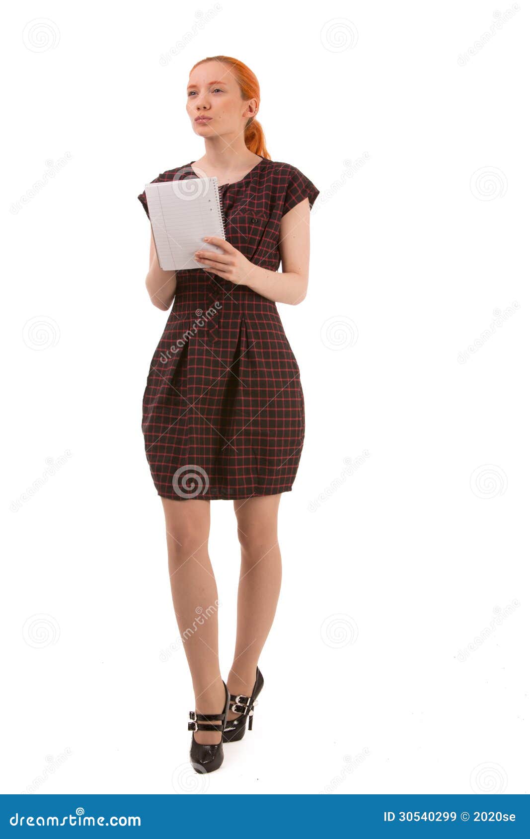 Young Woman Standing Thinking Stock Image - Image of secretary, pretty ...