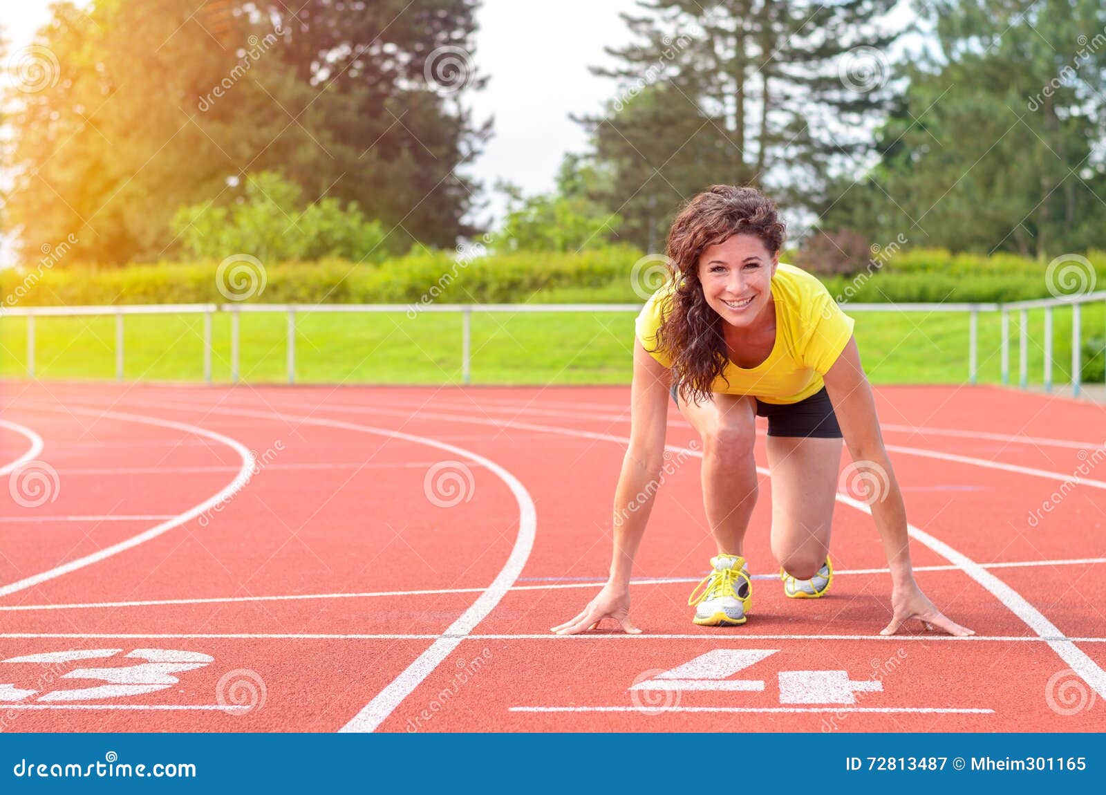 Young Woman in a Start Position Stock Image - Image of sport, woman ...