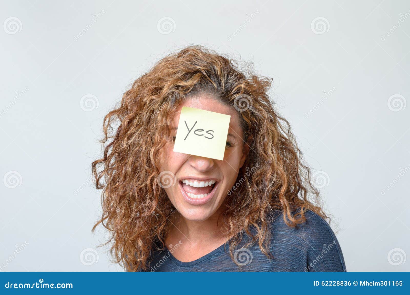 Young Woman with a Sticky Note in Her Face Stock Photo - Image of ...