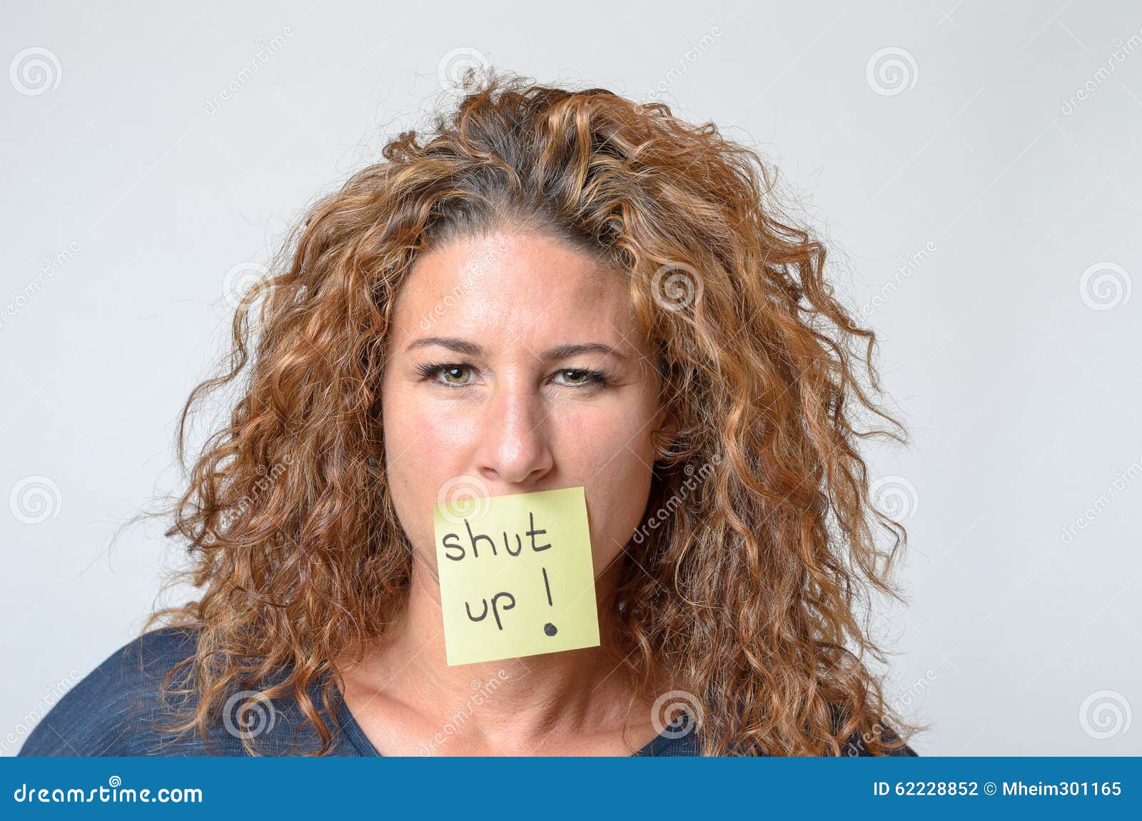 Young Woman with a Sticky Note in Her Face Stock Photo - Image of post ...