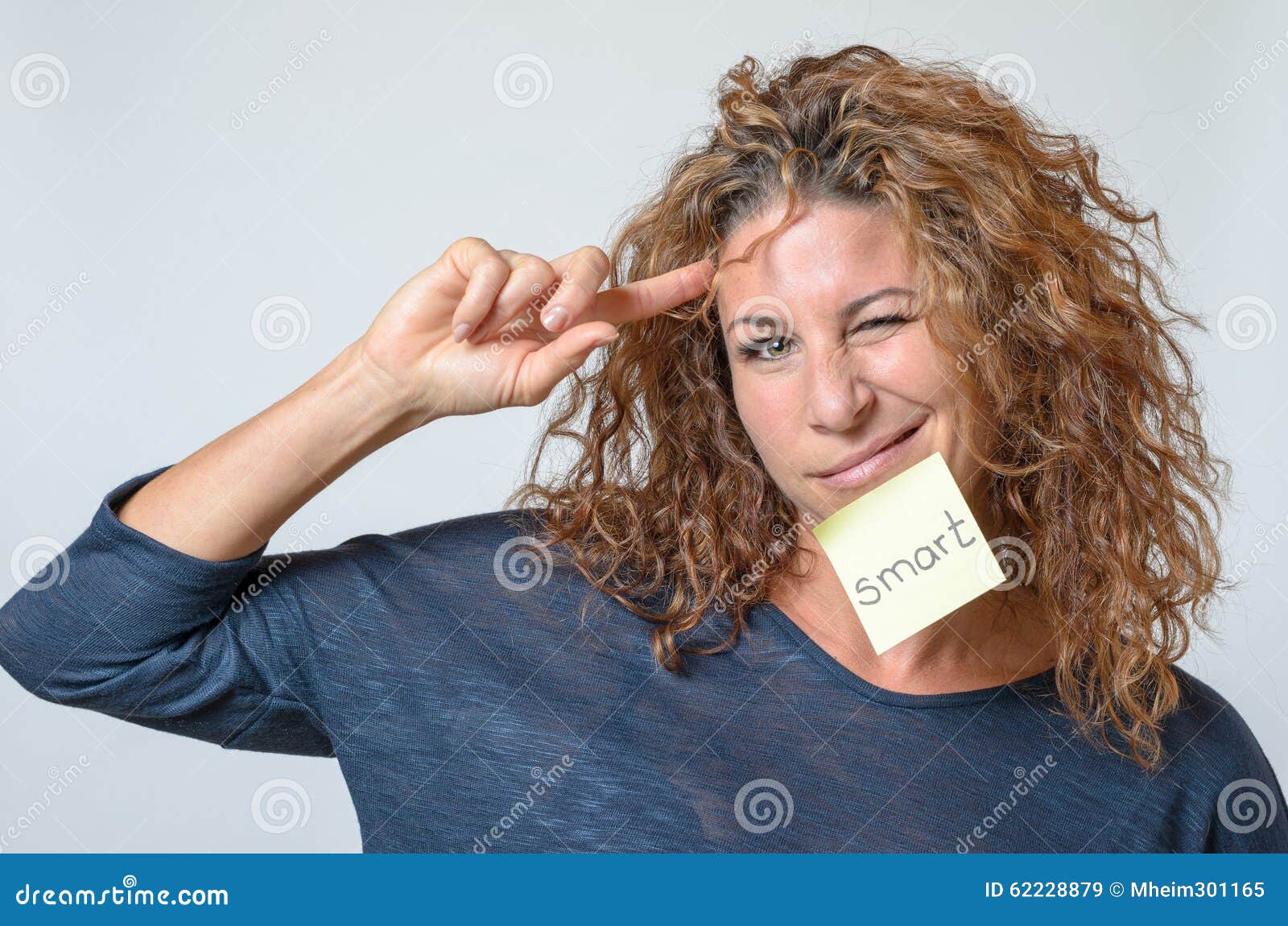Young Woman with a Sticky Note in Her Face Stock Image - Image of lady ...