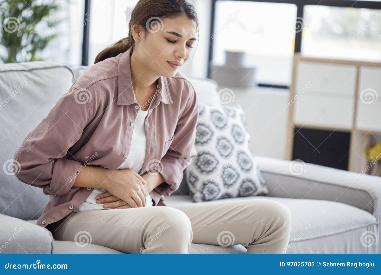Young Woman with Stomach Pain Stock Image - Image of colon, gastritis ...
