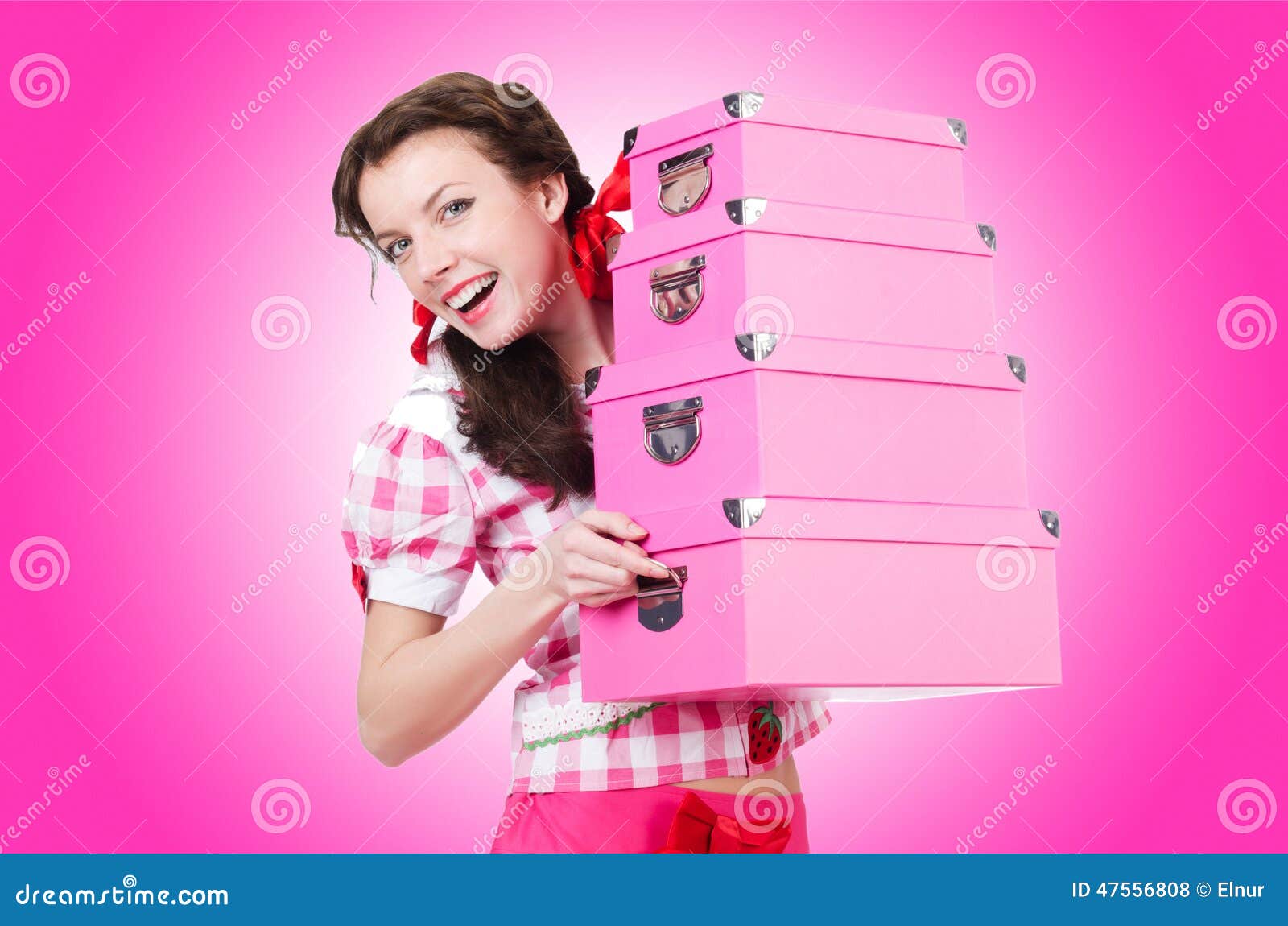 Young Woman with Storage Boxes Stock Photo - Image of lady, female ...