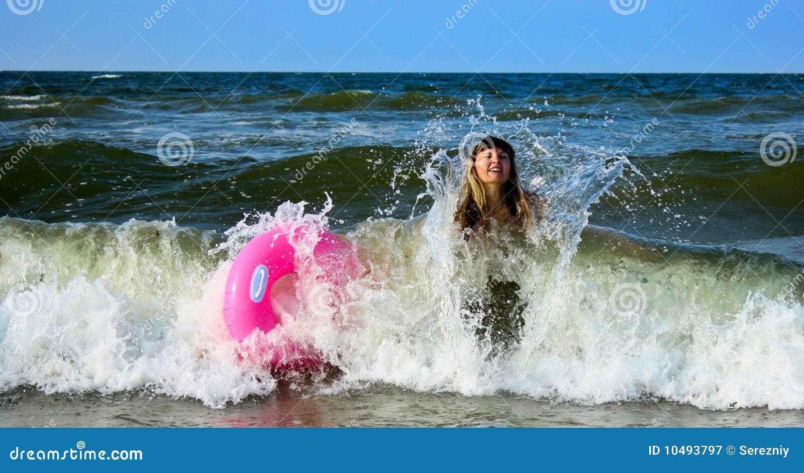 Young woman in storm stock image. Image of adult, waves - 10493797