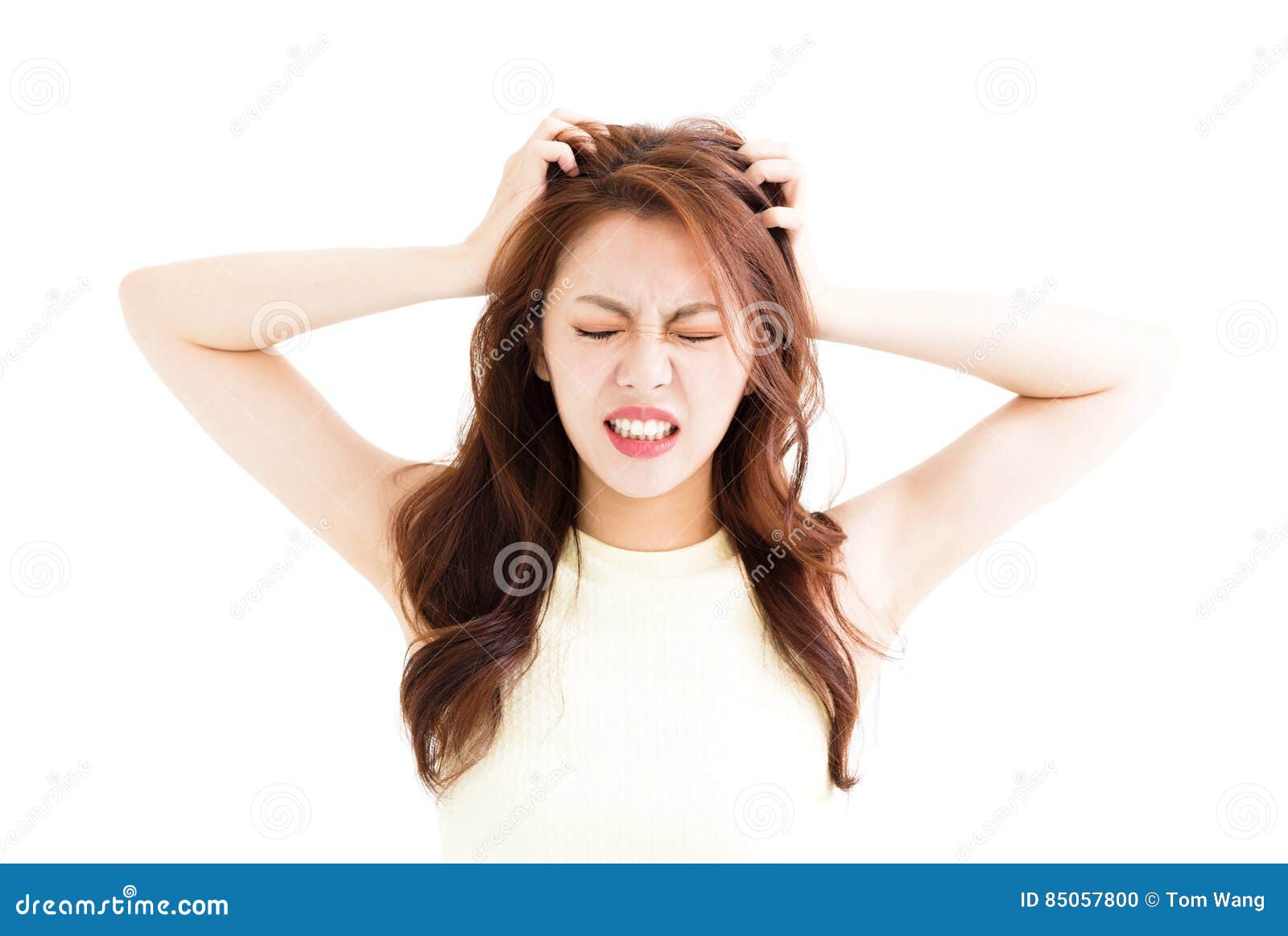 Going Crazy And Insane, Stress And Agression. Angry Young Brunet Stock ...