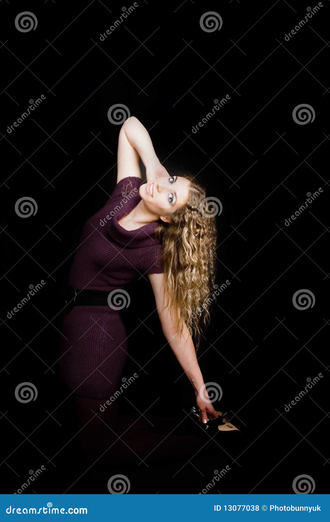Young Woman in Stretched Pose Stock Photo - Image of beautiful, woman ...