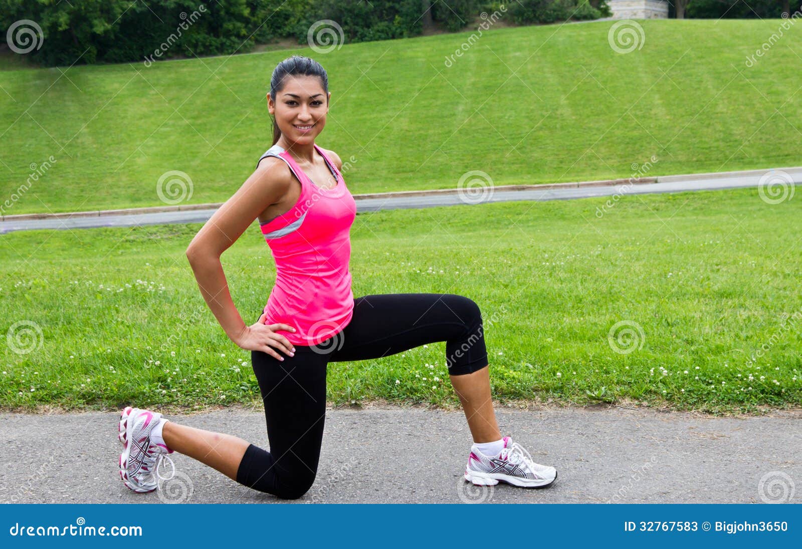 Young Woman Stretching before a Run Stock Image - Image of body, active ...