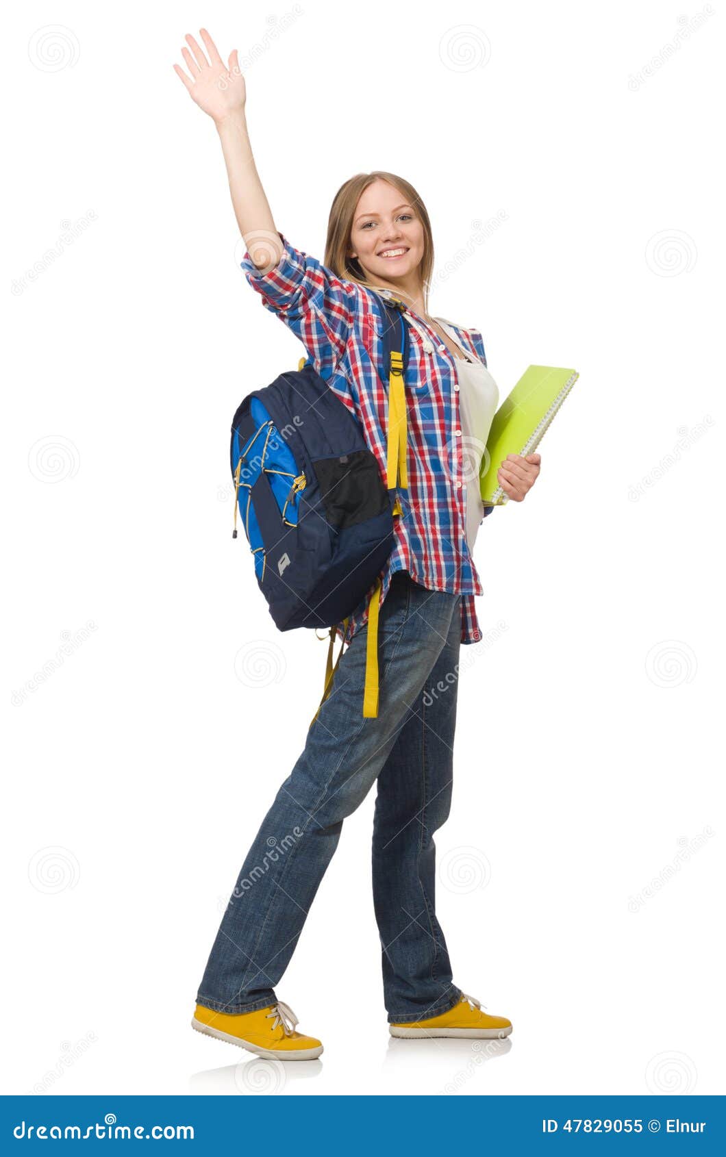 Young Woman Student with Backpack Isolated Stock Image - Image of ...