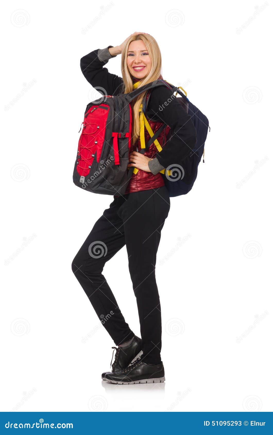 Young Woman Student with Backpack Stock Image - Image of back, hiking ...
