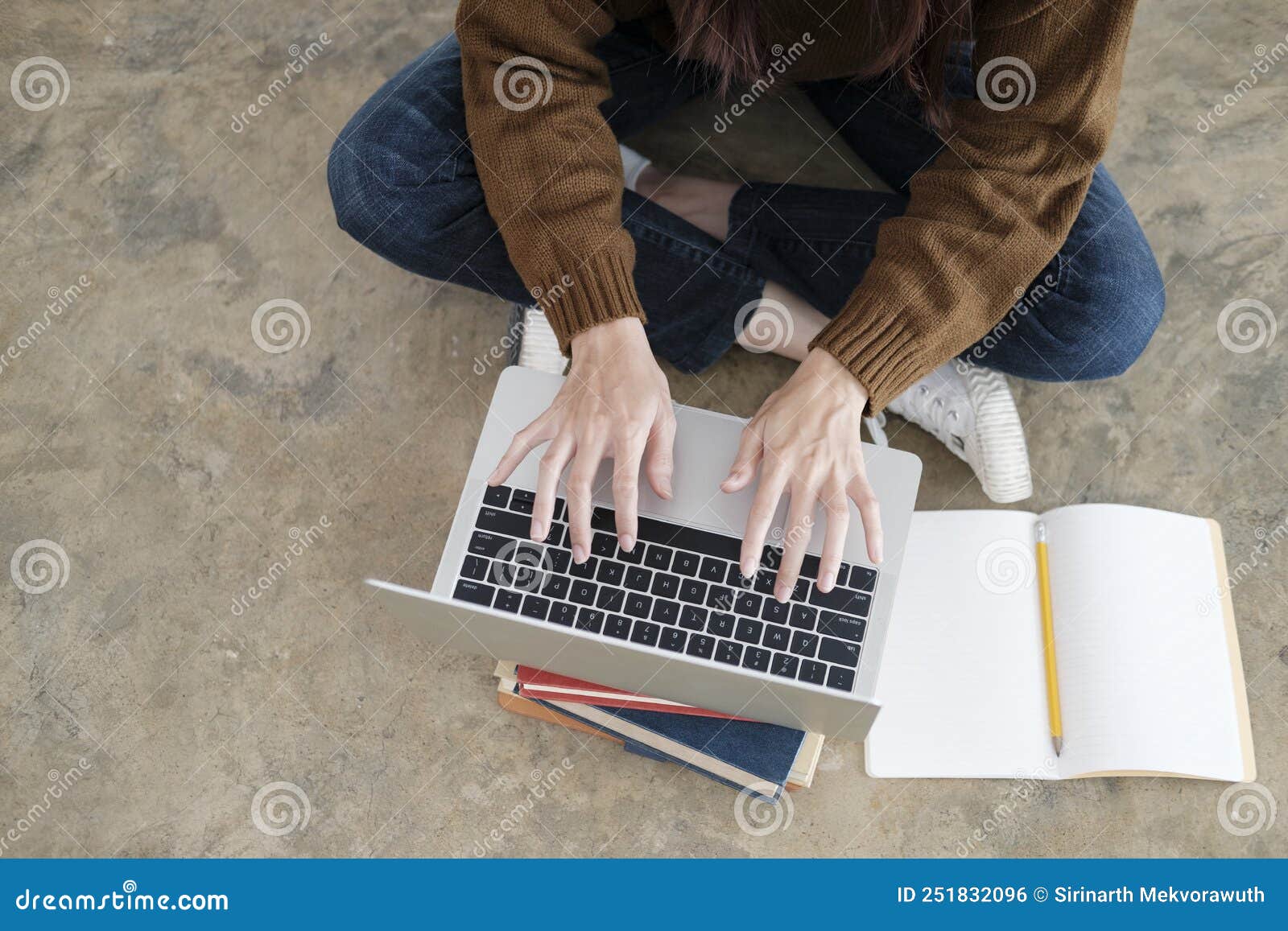 Young Women Study in Front of the Laptop Computer at Home. Stock Photo ...