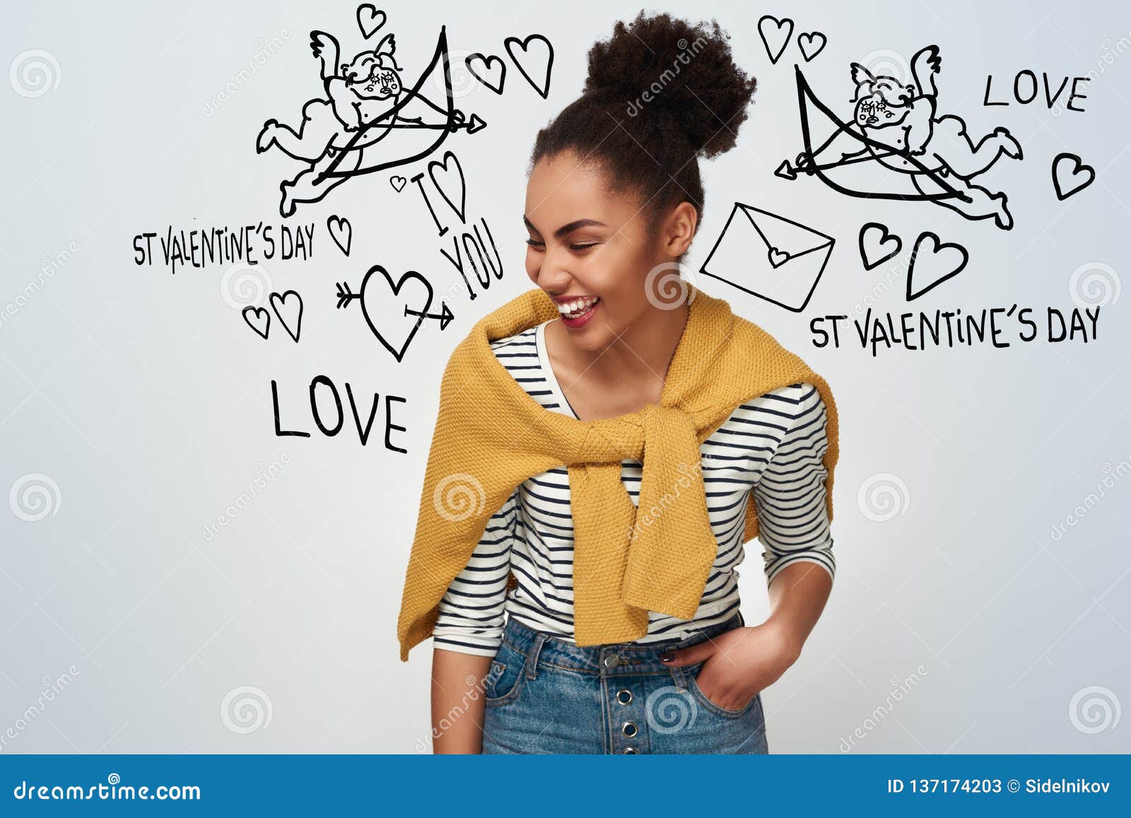 Young Woman Studio Isolated in White Leaning Forward Laughing Joyful ...