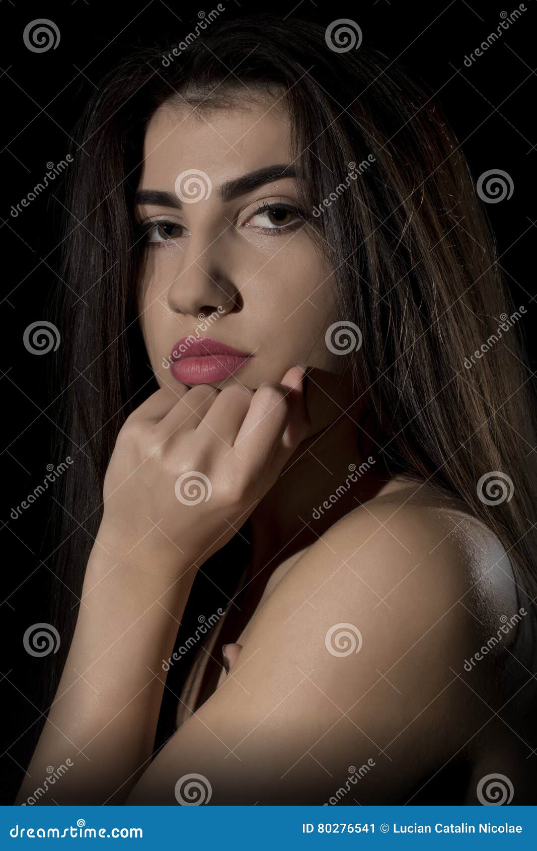 Young Woman Studio Portrait Stock Image - Image of brown, pretty: 80276541