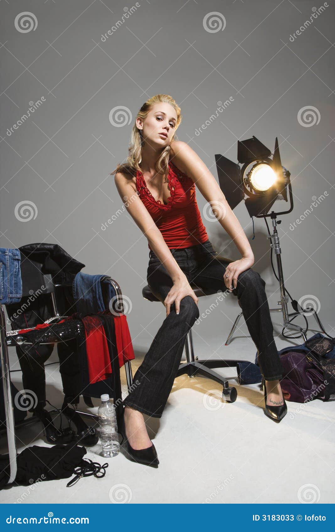 Young woman on studio set. stock image. Image of attractive - 3183033