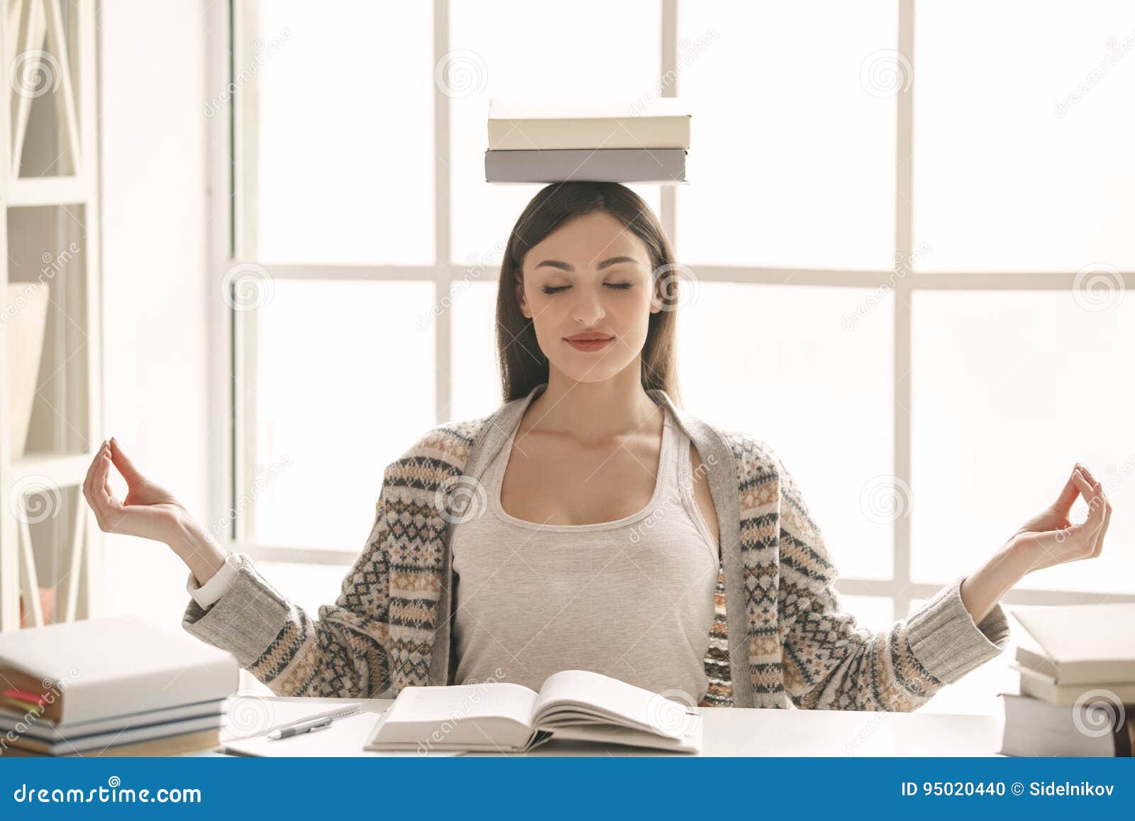 Young Woman Study at Home Alone Education Stock Photo - Image of female ...