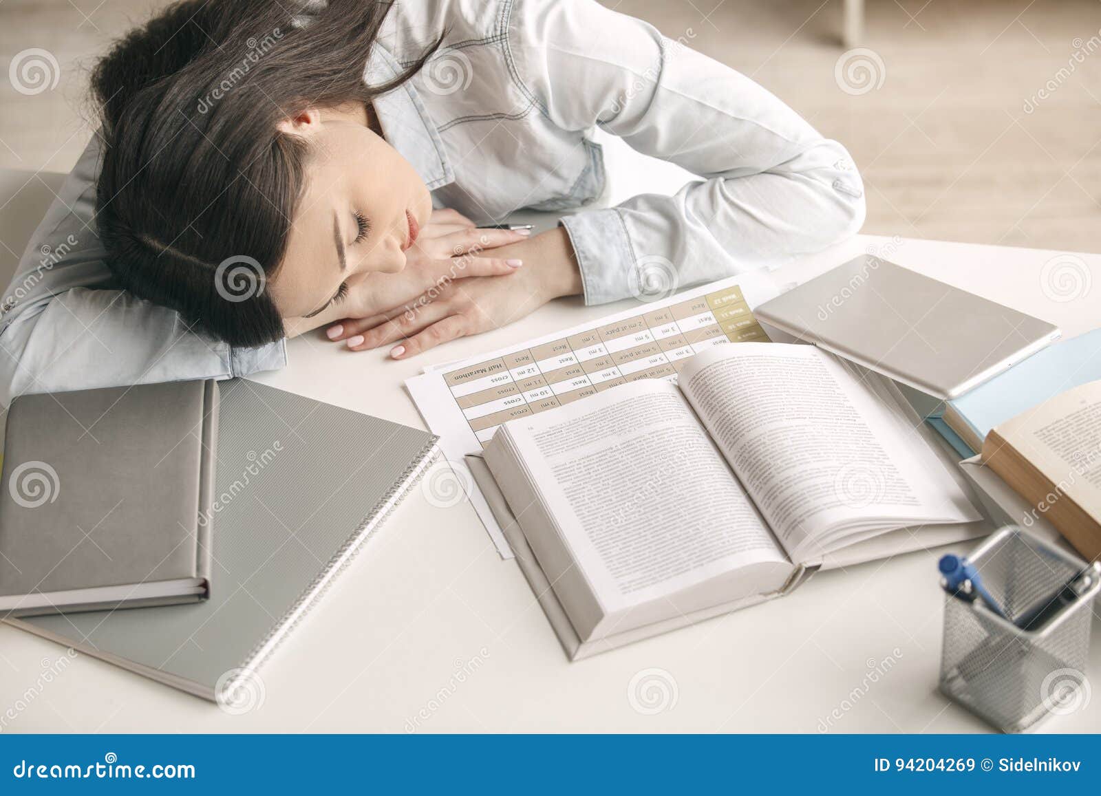 Young Woman Study at Home Alone Education Stock Image - Image of ...