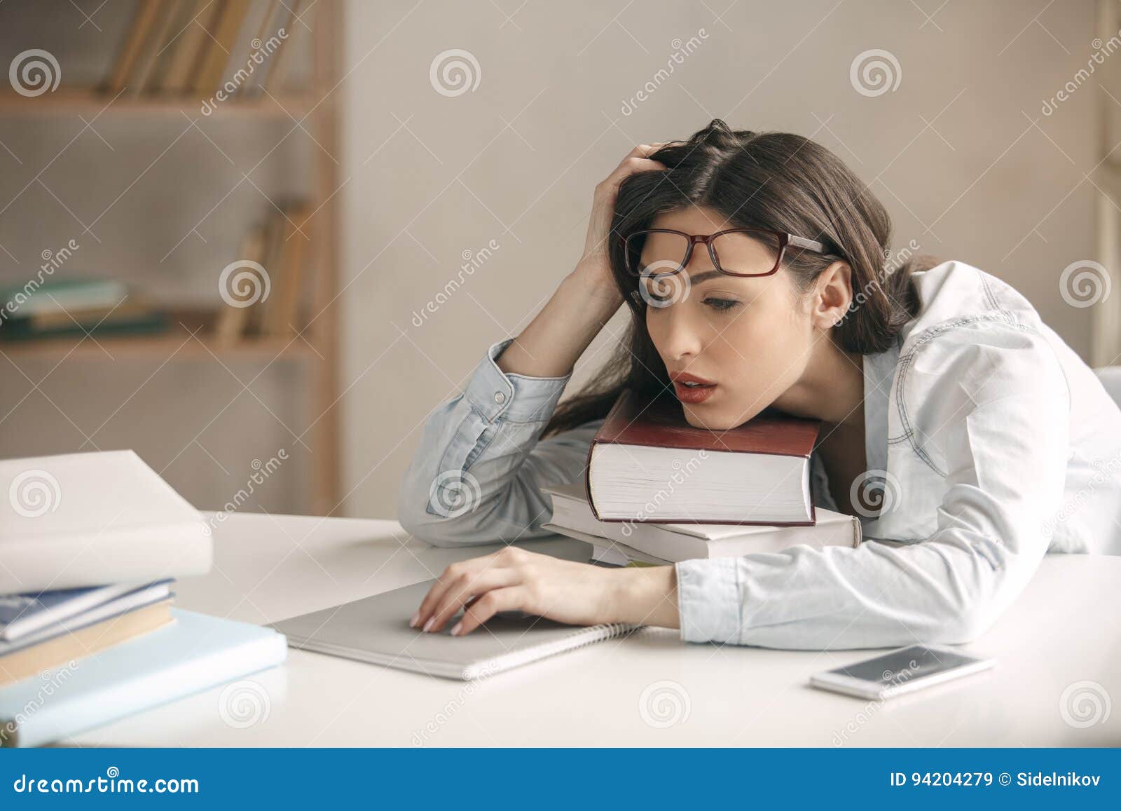 Young Woman Study at Home Alone Education Stock Image - Image of person ...