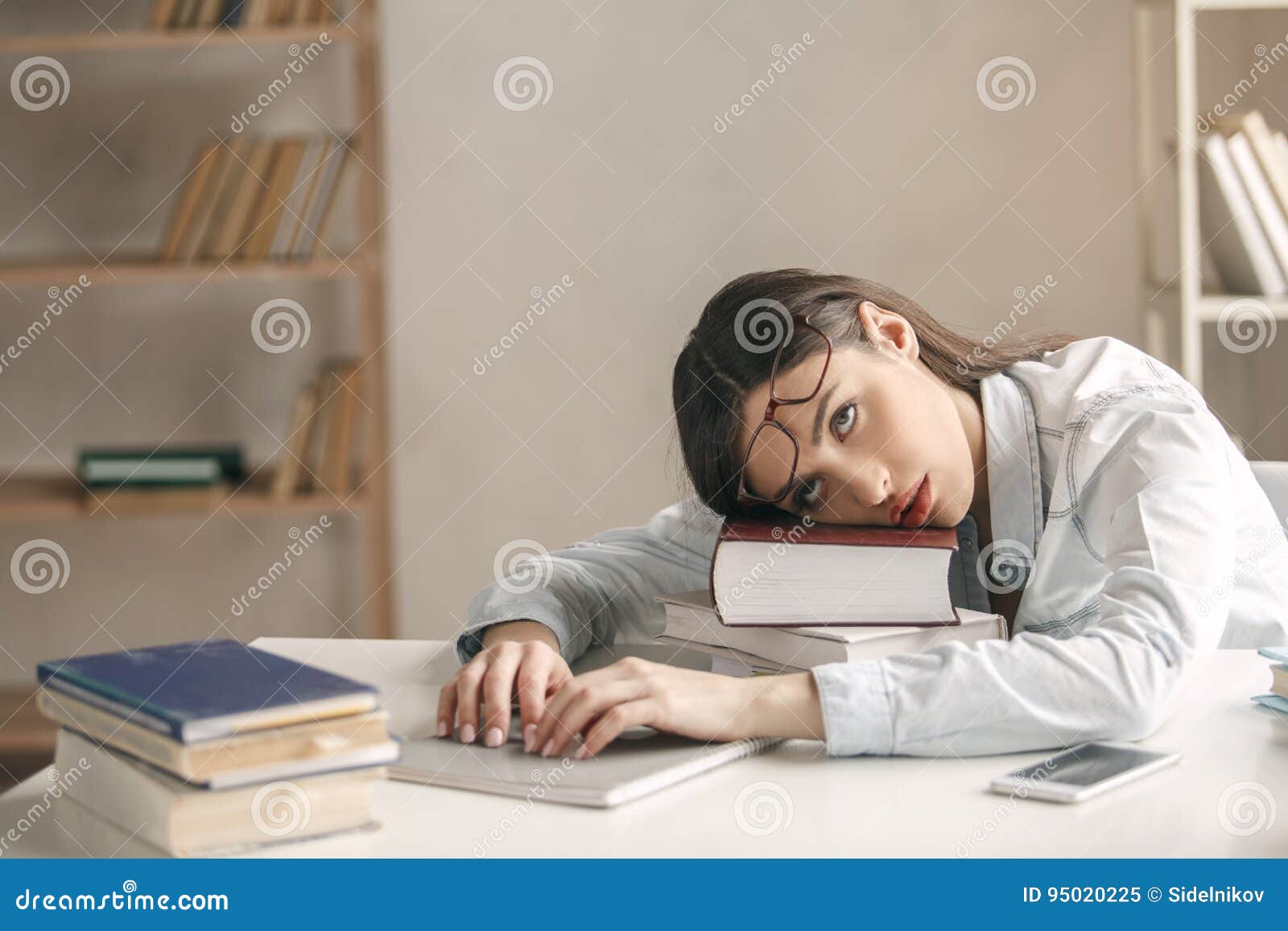 Young Woman Study at Home Alone Education Stock Image - Image of reader ...