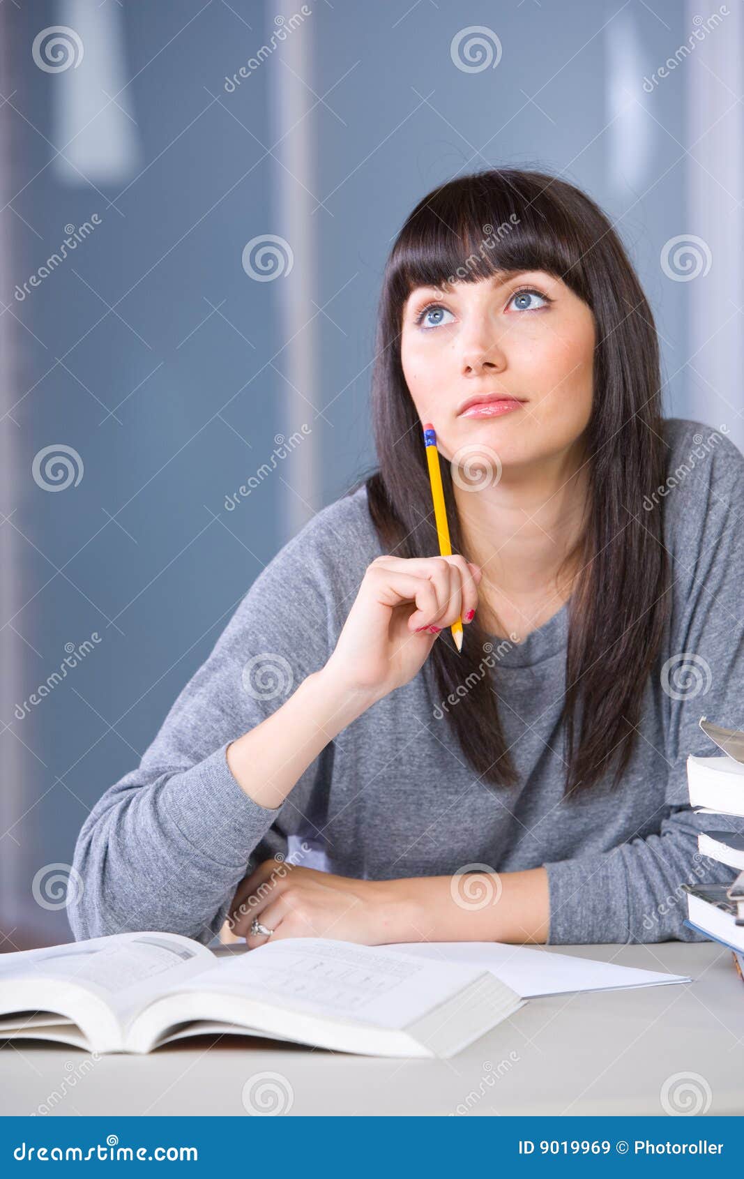 Young woman studying stock image. Image of education, dreaming - 9019969
