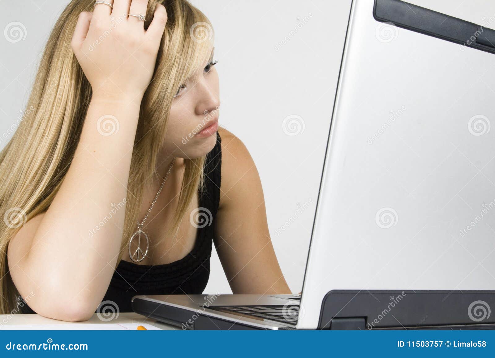 Young Woman Studying in Front of Computer Stock Image - Image of study ...