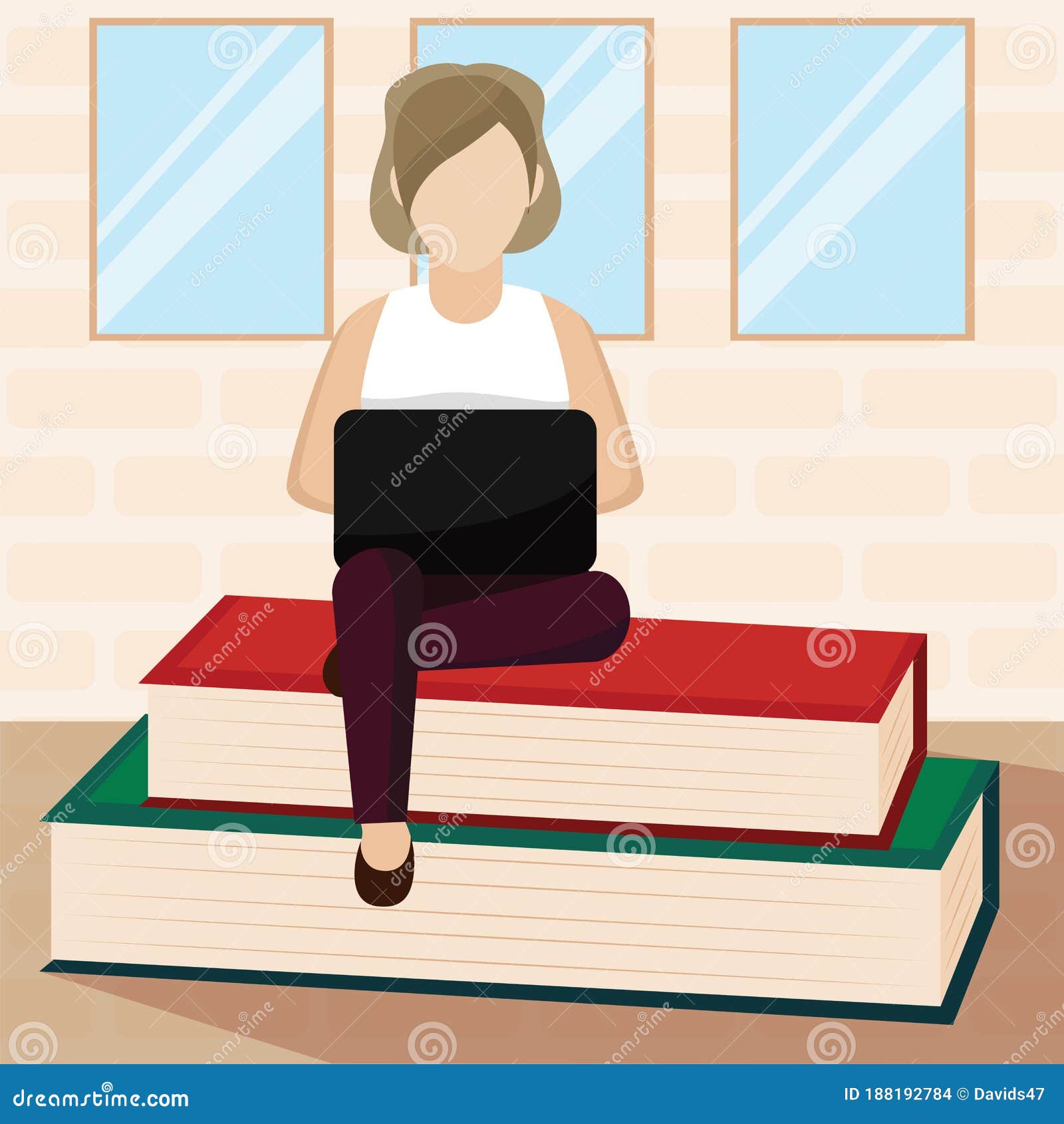 Young woman studying stock vector. Illustration of young - 188192784