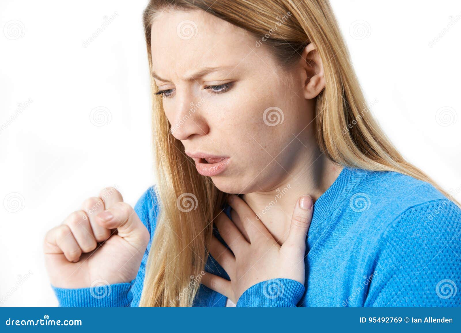 Young Woman Suffering with Cough Stock Image - Image of people, cough ...