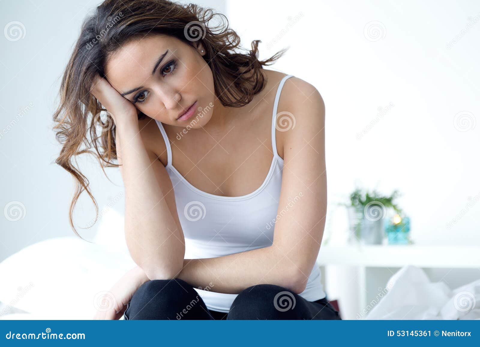 Young Woman Suffering from Insomnia in the Bed. Stock Image - Image of ...