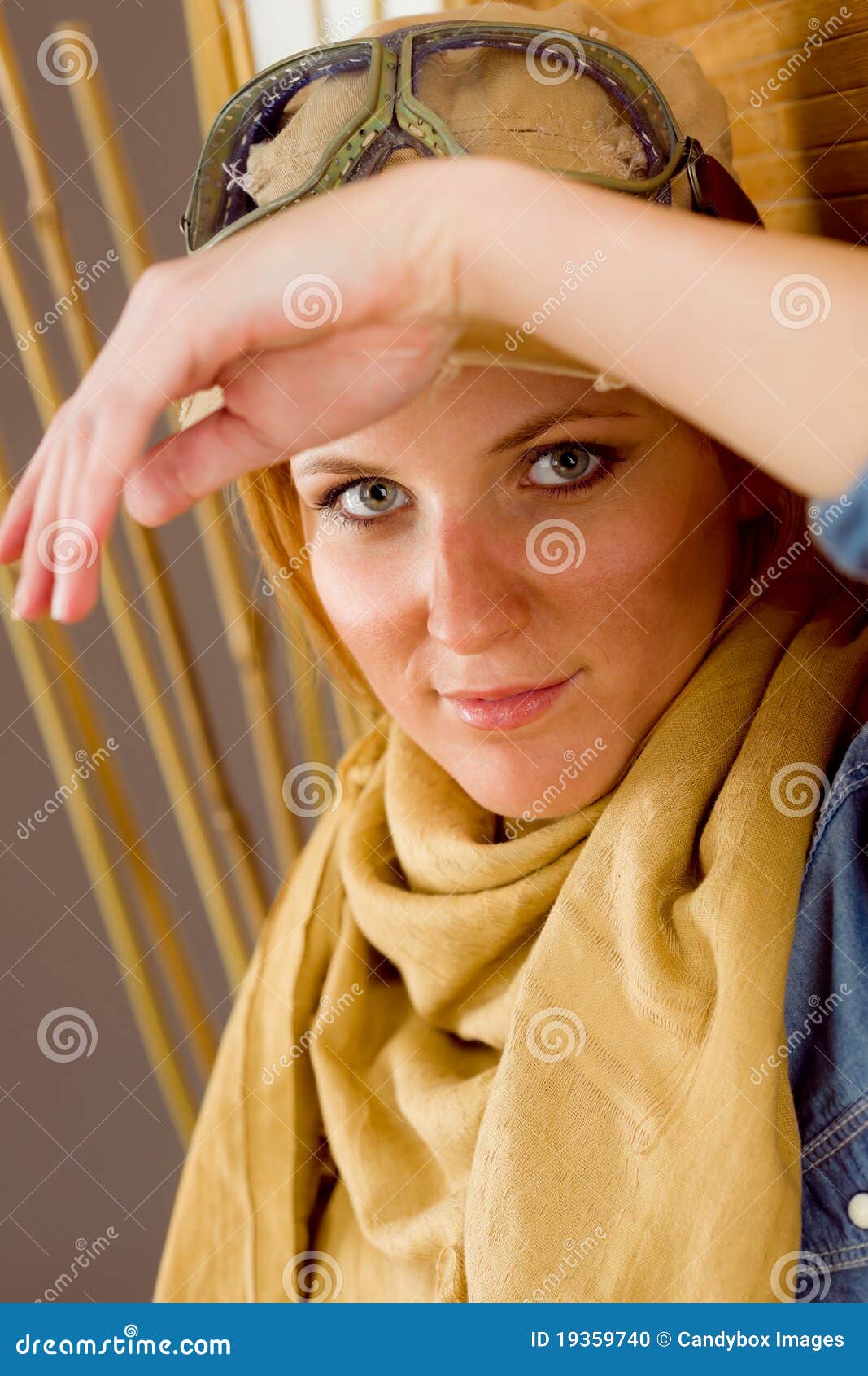 Young Woman Sunburned Face with Pilot Goggles Stock Photo - Image of ...