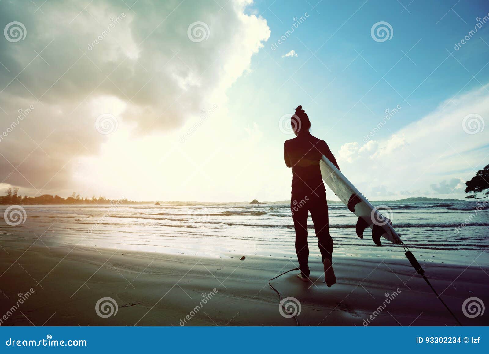 Woman Surfer Ready To Surf on a Beach Stock Photo - Image of female ...