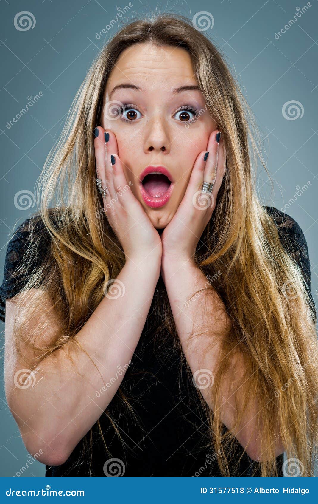 Young Woman with Surprise Expression Stock Photo - Image of fine ...