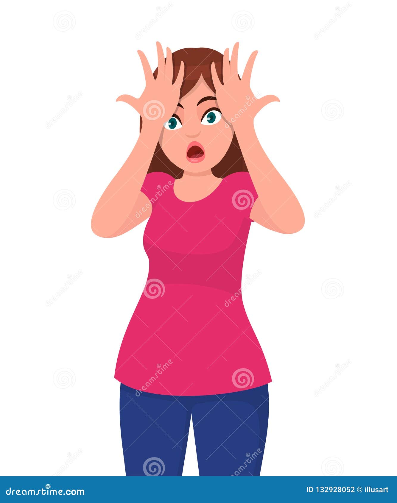 Young Woman Surprised with Hands on Head for Mistake, Remember Error ...