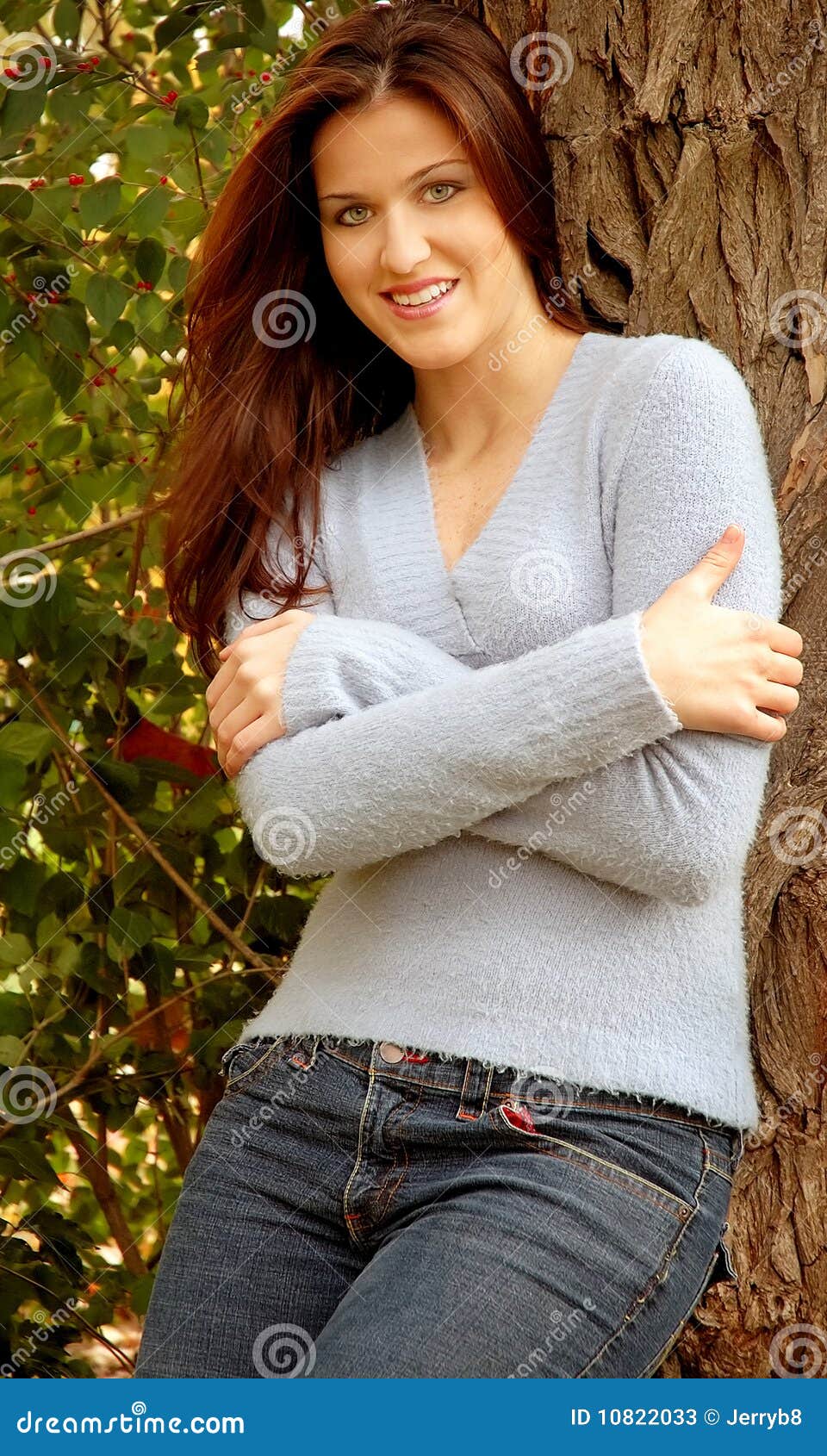 Young woman in sweater stock image. Image of leaning - 10822033