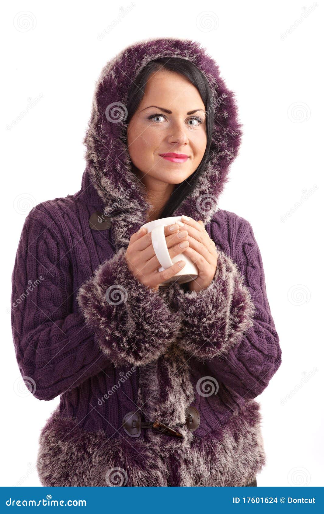 A Young Woman in a Sweater Isolated on White Stock Photo - Image of ...