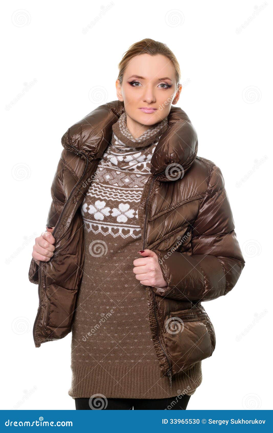 Young Woman in Sweater and Jacket Stock Photo - Image of human, beauty ...