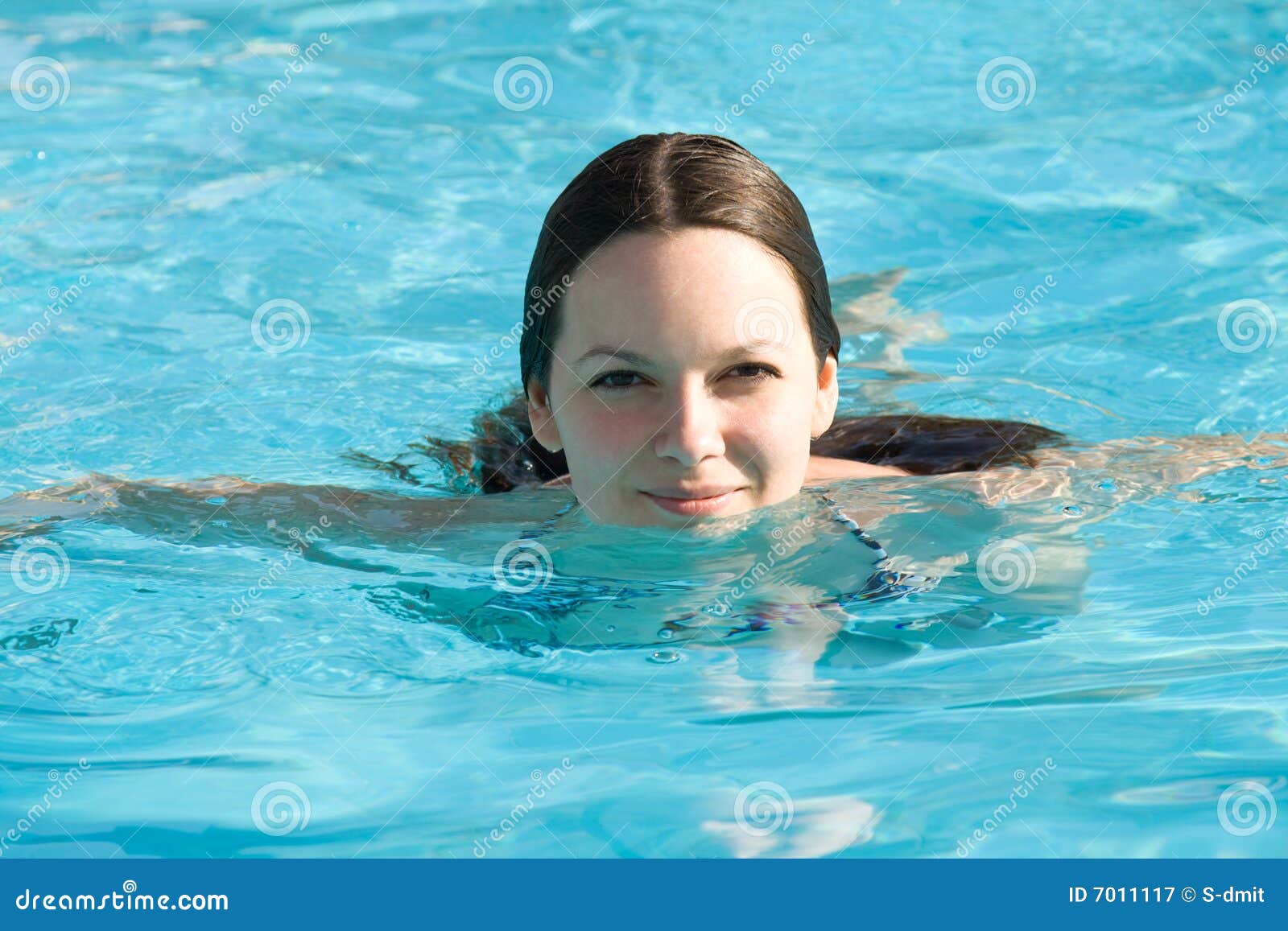 Young Woman in a Swimming Pool Stock Image - Image of healthy, pool ...