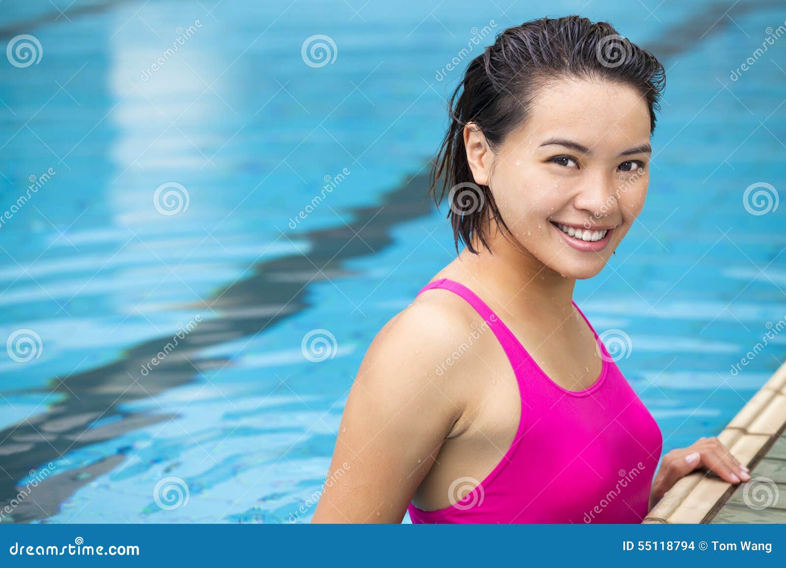 Young Woman in Swimming Pool Stock Photo - Image of portrait, body ...