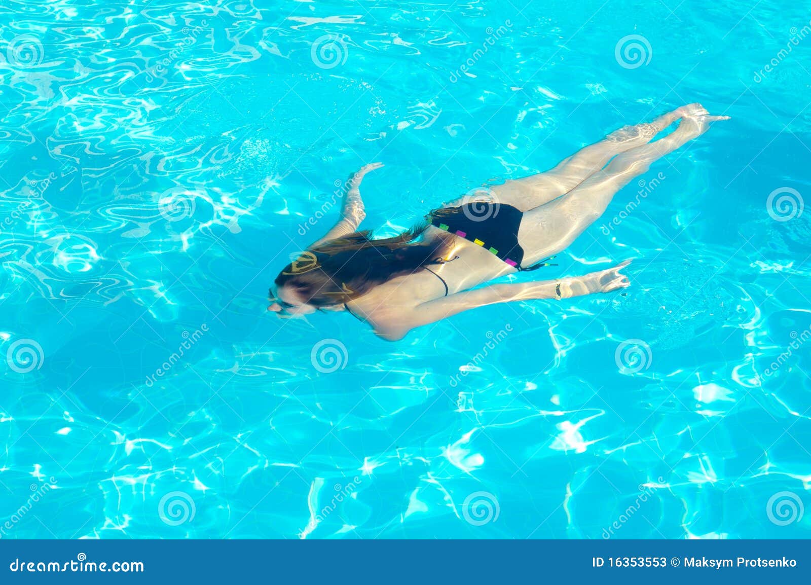 Young Woman Swimming Underwater In The Pool Stock Image Image Of