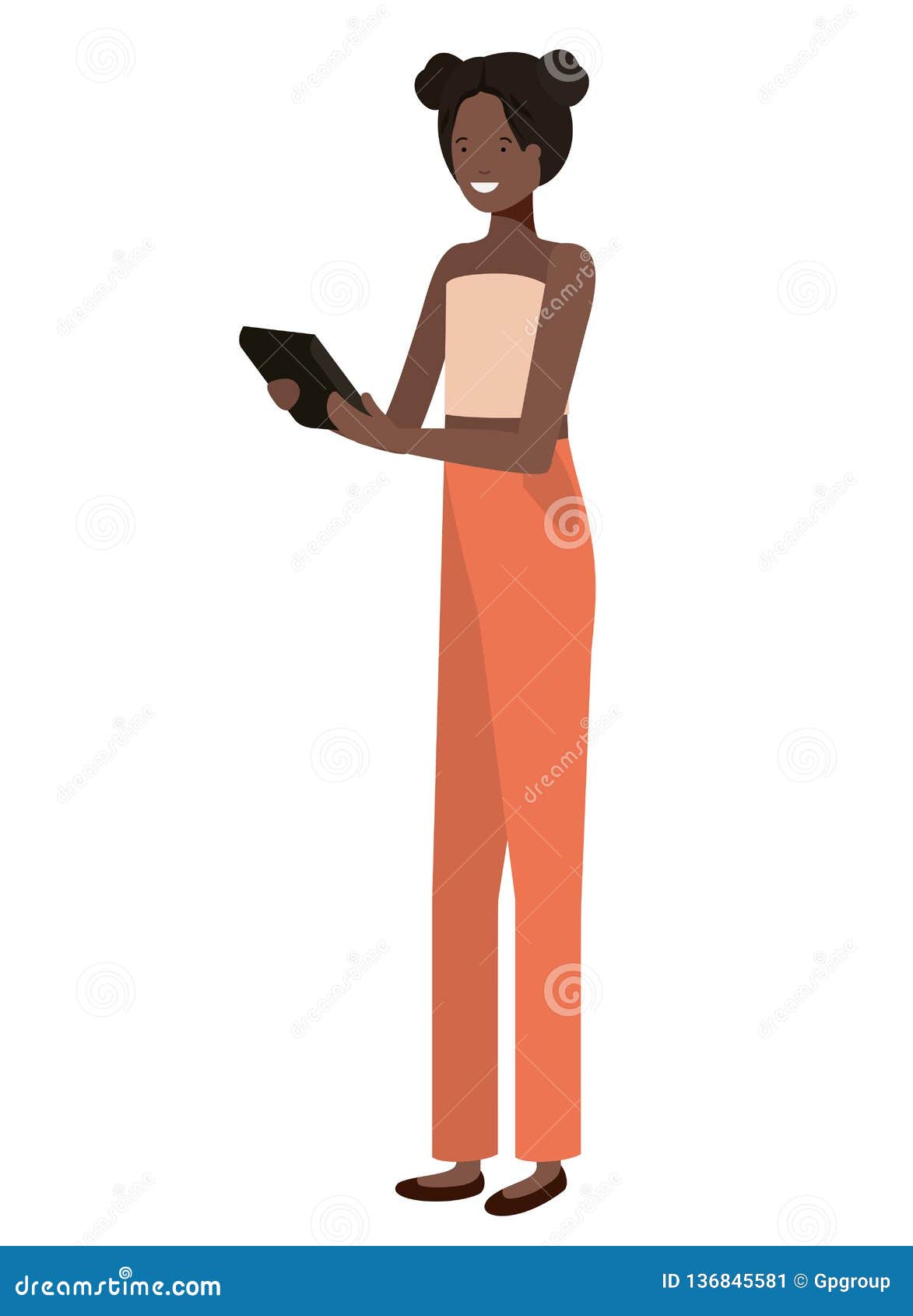Young Woman with Tablet Avatar Character Stock Vector - Illustration of ...