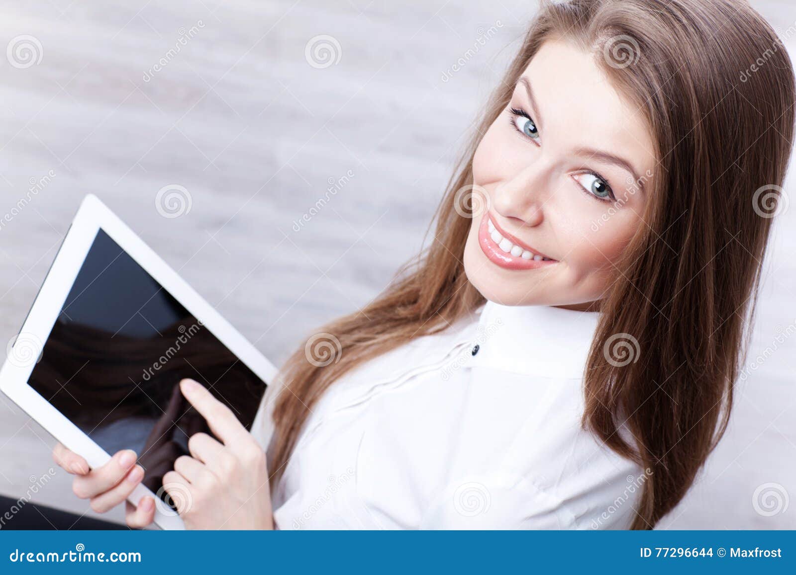 Young Woman with Tablet Computer PC Stock Photo - Image of ...