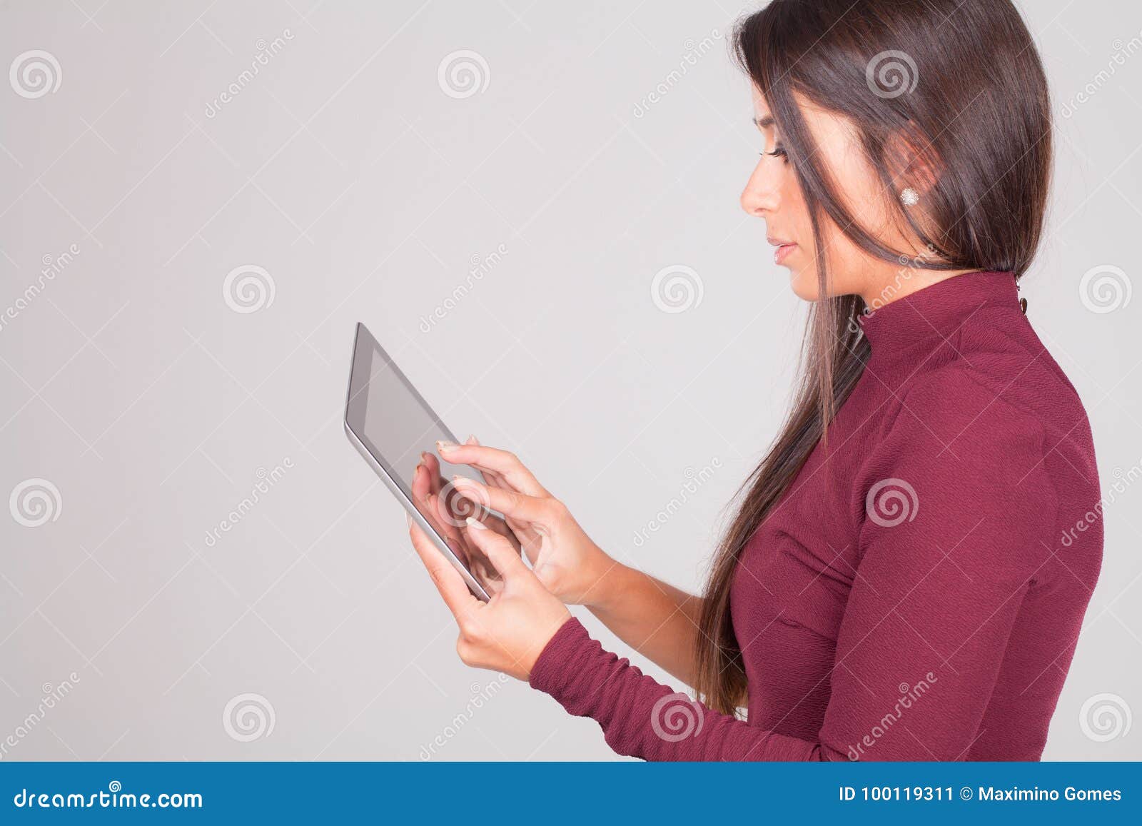 Young Woman with Tablet in Hands Stock Image - Image of ipad, beautiful ...