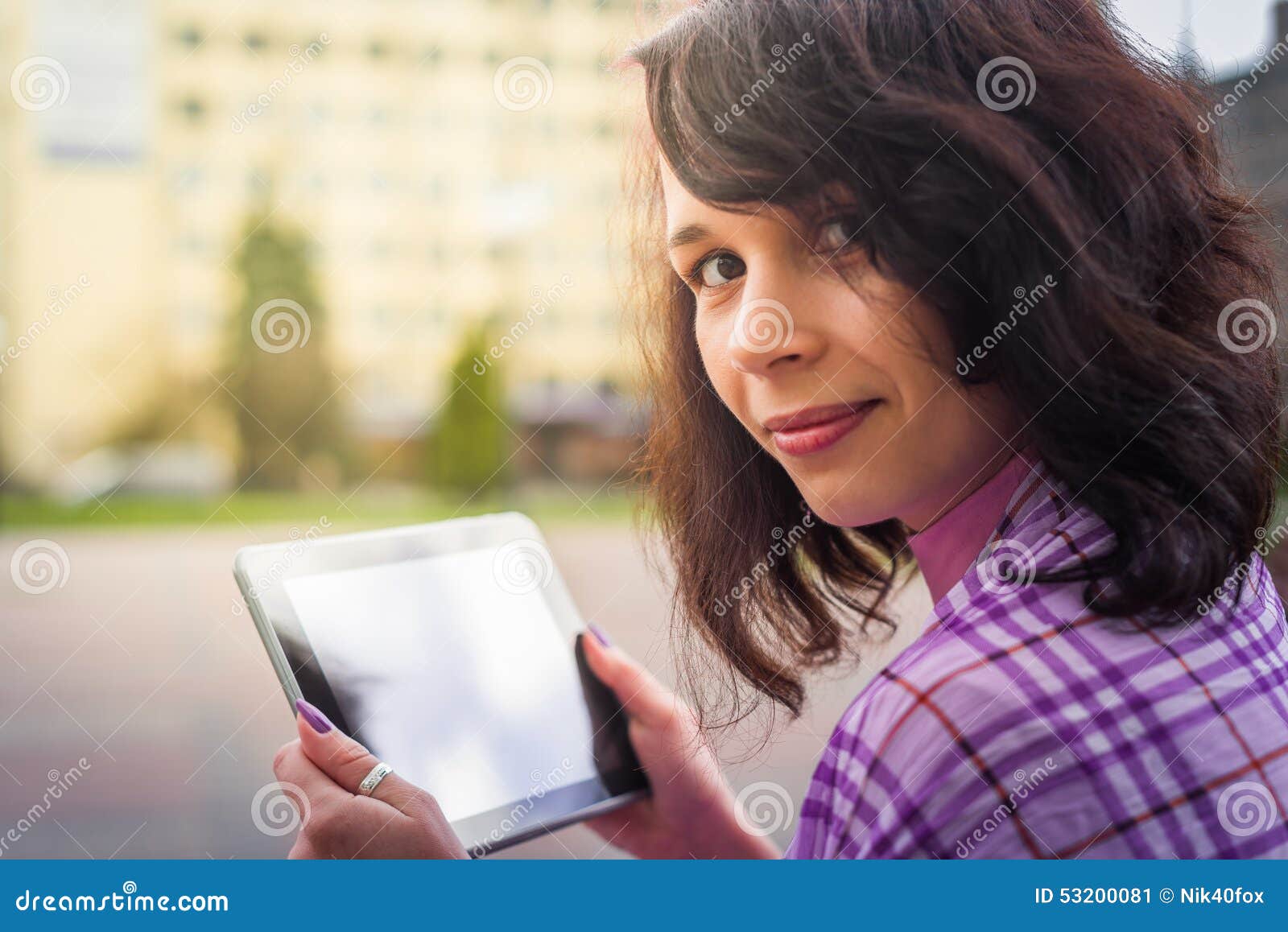 Young Woman with Tablet Reading Stock Image - Image of internet, adult ...