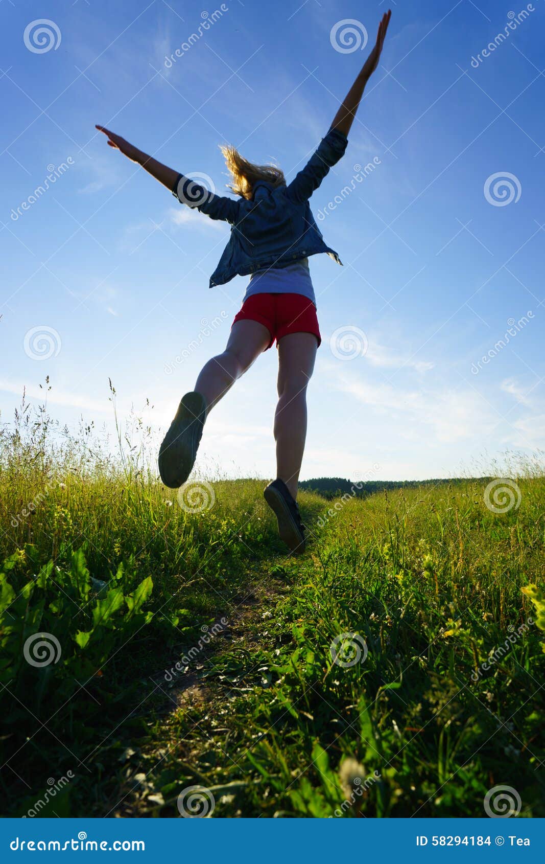 Young woman take off stock photo. Image of elegant, flight - 58294184