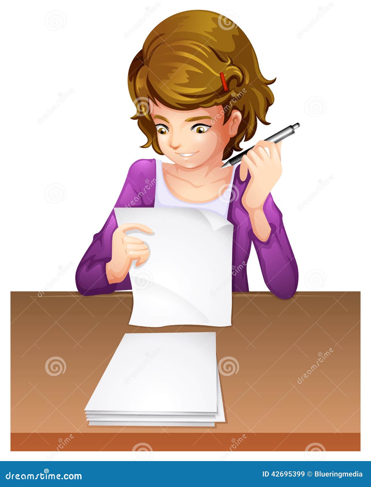 A Young Woman Taking an Exam Stock Vector - Illustration of ...
