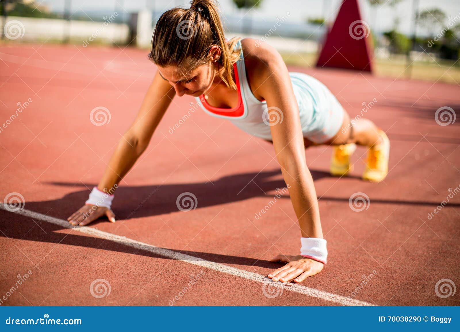 Young Woman Taking Exercise Stock Photo - Image of health, exercise ...