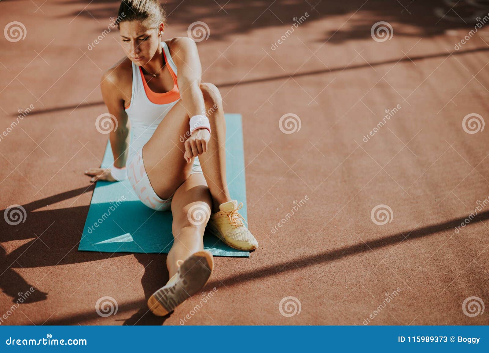 Young Woman Taking Exercise Stock Image - Image of training, female ...